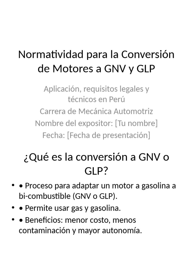 Normatividad Conversion GNV GLP | PDF