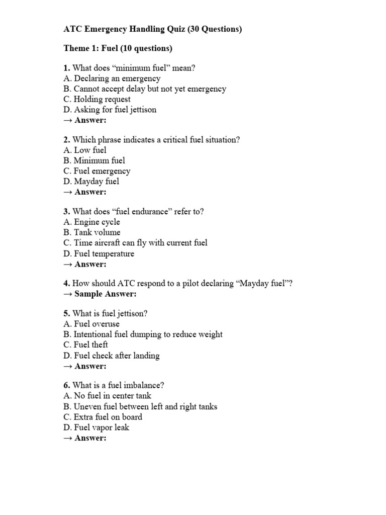 ATC Emergency Handling Quiz | PDF | Air Traffic Control | Aviation