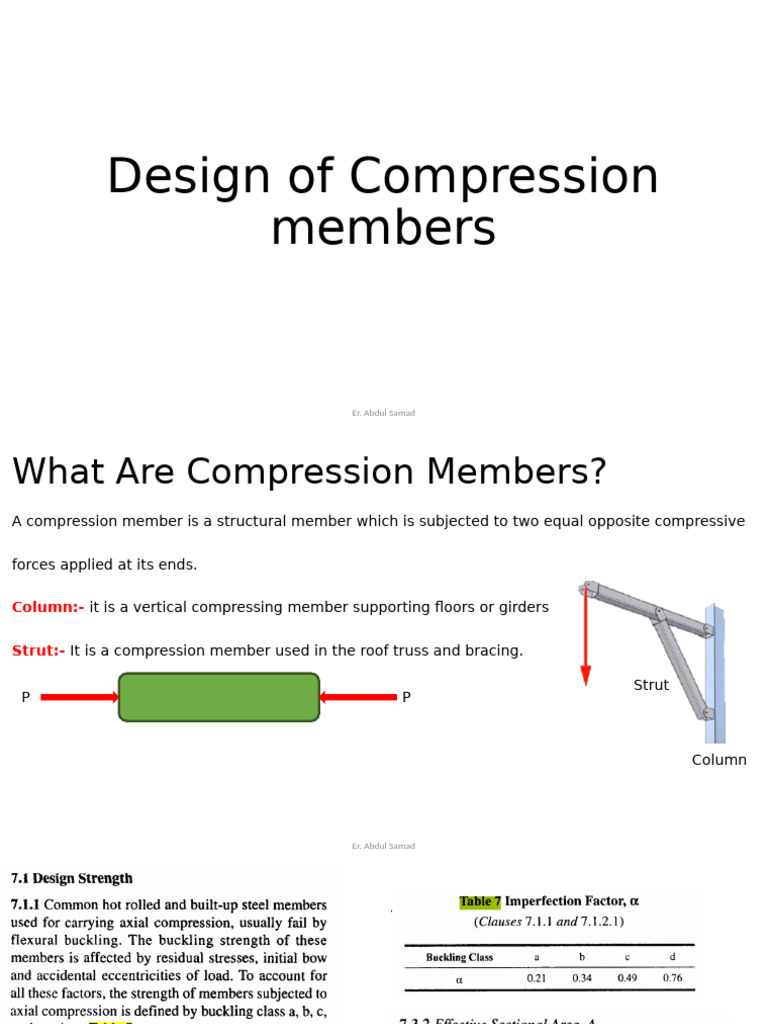 Design of Compression Members | PDF | Buckling | Truss