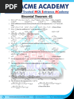 Binomial Theorem Exam Questions and Solutions | PDF | Mathematical Analysis | Elementary Mathematics