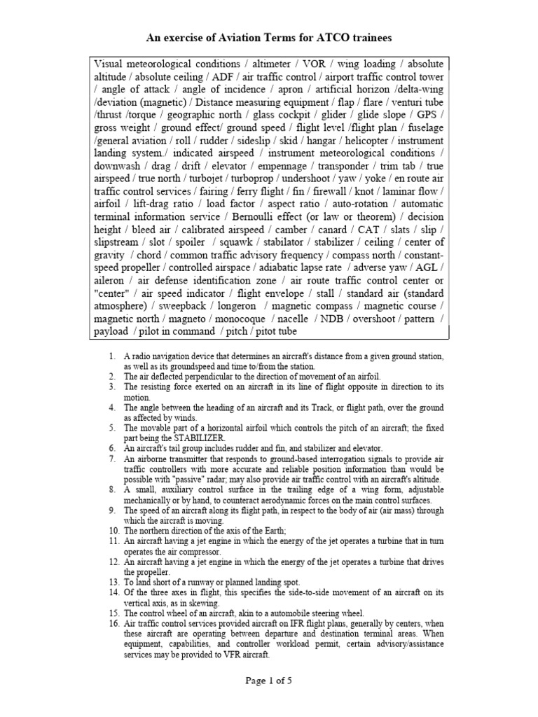 Assignment of Aviation Terminology for ATCO Trainees | PDF | Instrument ...