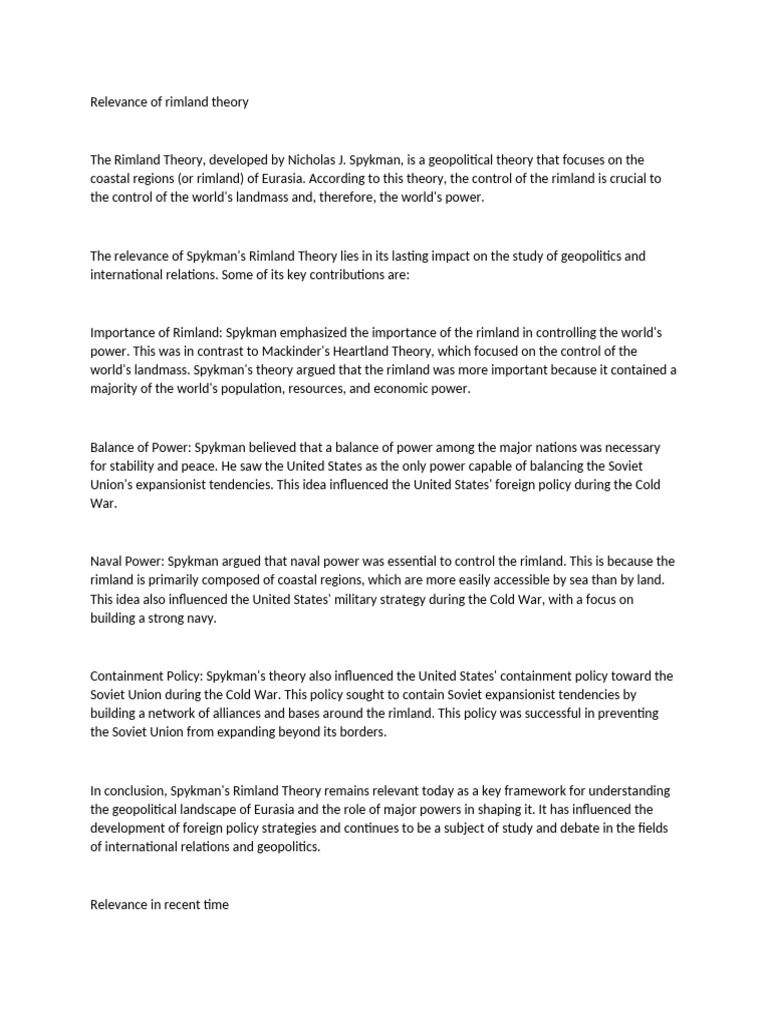 Relevance of Rimland | PDF