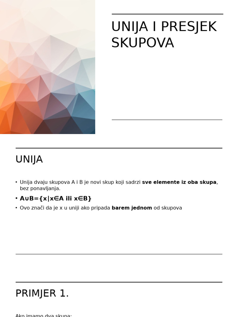 Unija I Presjek Skupa | PDF