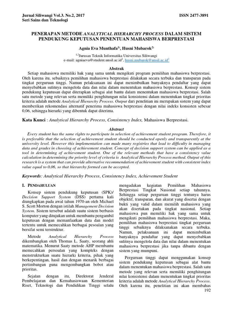 Penerapan Metode Analytical Hierarchy PR | PDF