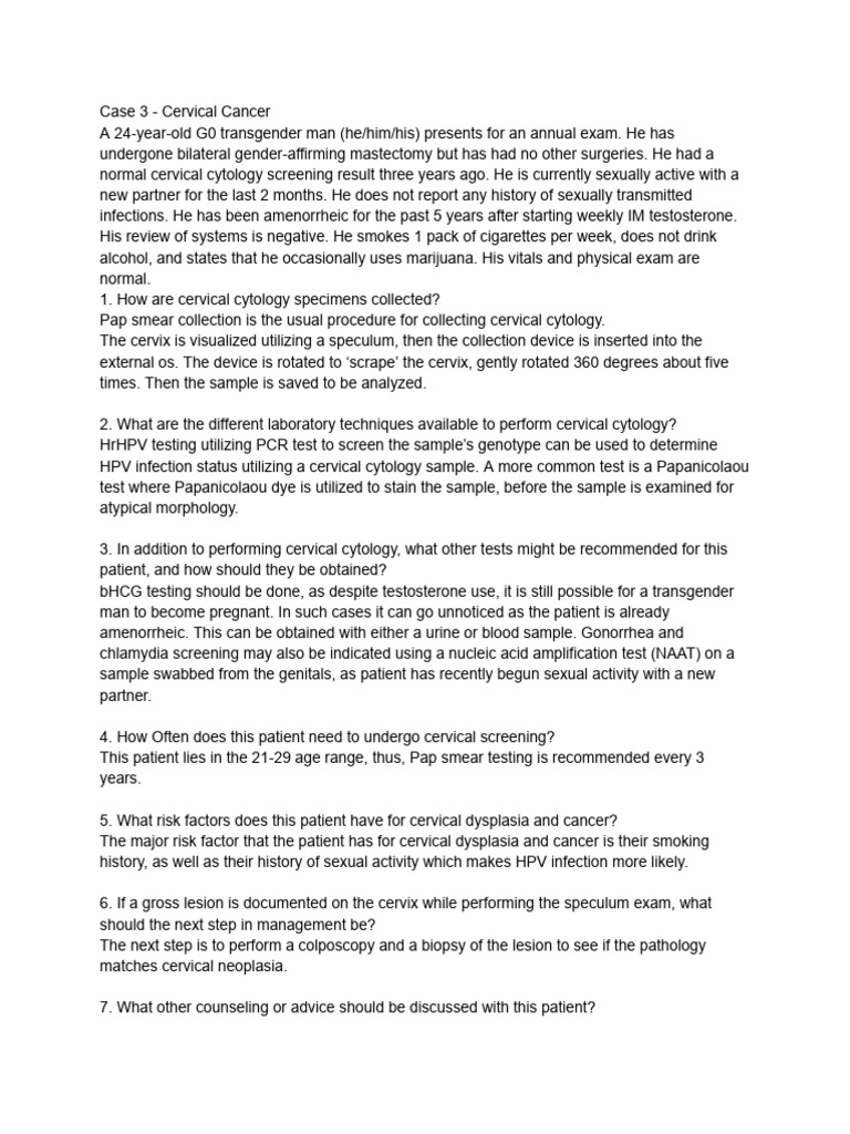 Case Exercises | PDF | Childbirth | Cervical Cancer