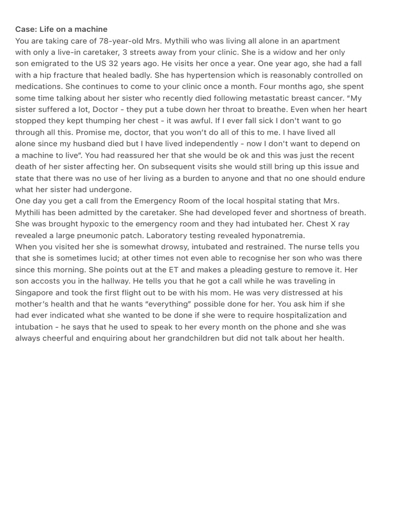 AETCOM Module 2.6 - Case - Life On A Machine | PDF