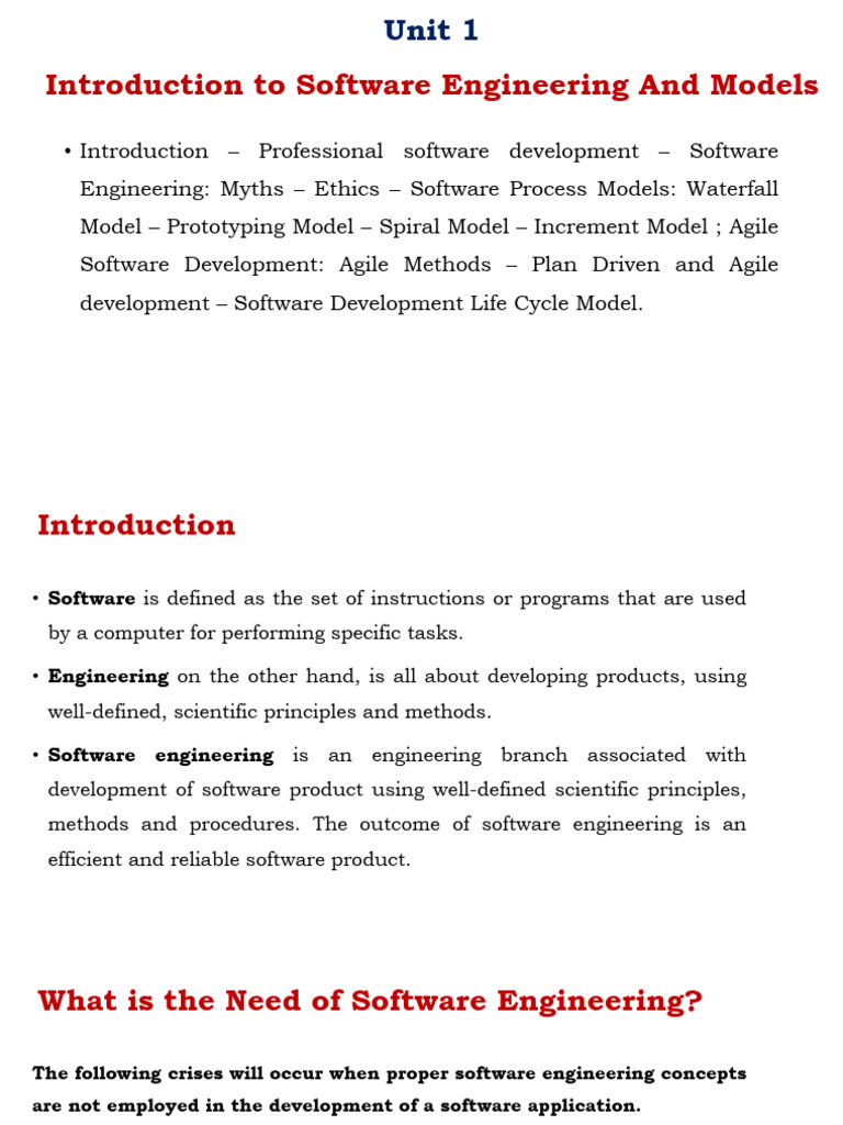 Unit 1 - Software Engineering - IV BCA B - DR A.kanagaraj | PDF | Agile Software Development ...