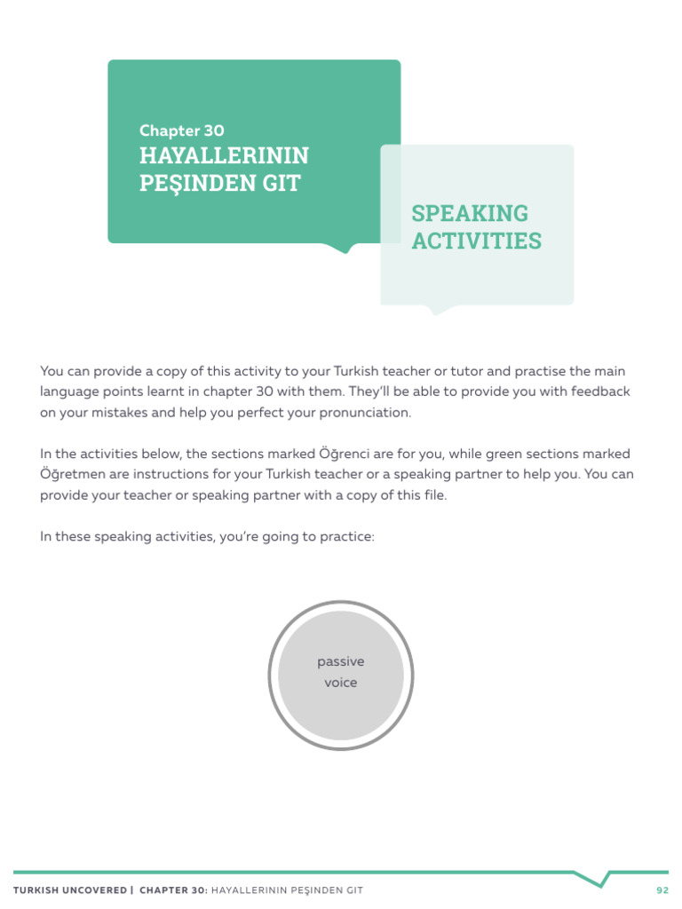 Turkish Speaking Activities Chapter 30 | PDF