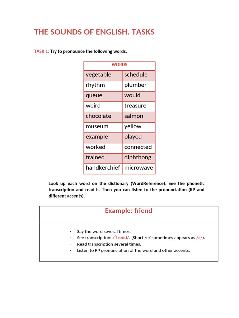 English Pronunciation Practice Tasks | PDF | Phonology | Linguistics