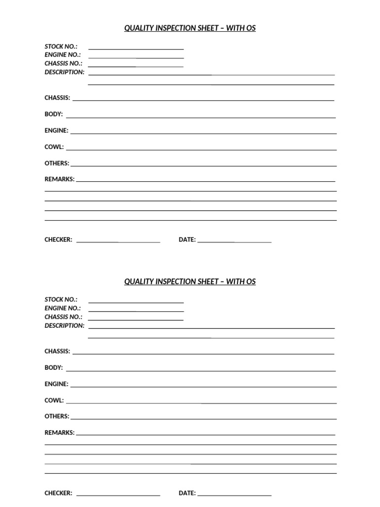 Quality Inspection Sheet | PDF