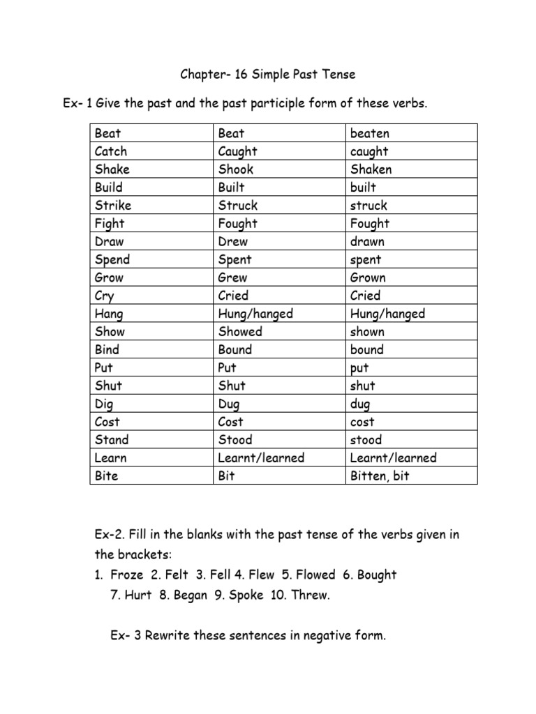 ch15 Simple Past Tense cl6 | PDF | Syntax | Linguistic Morphology