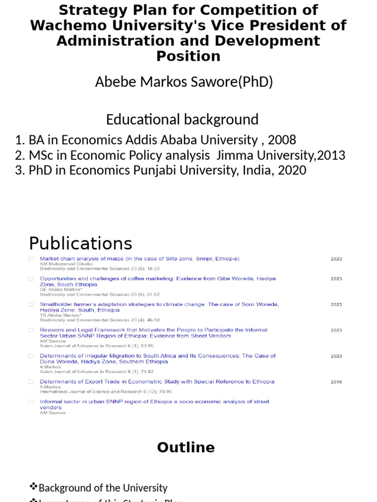 12.strategic Plan For Administrative and Development Dr. Abebe Markos | PDF | Strategic Planning ...