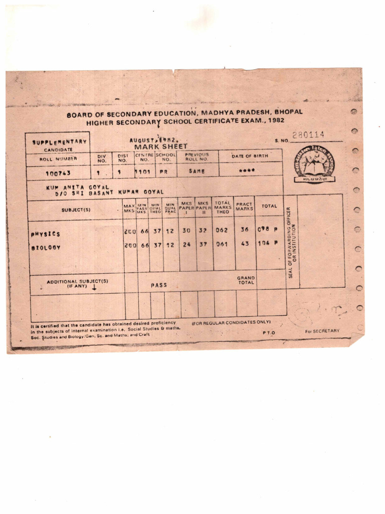 School Marksheet | PDF