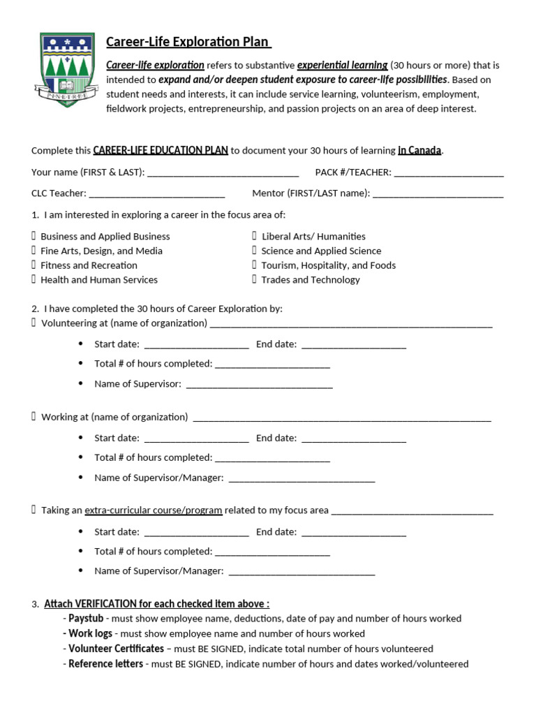 CLC 12 Assignment 9 Volunteer Hours Forms | PDF | Information | Science