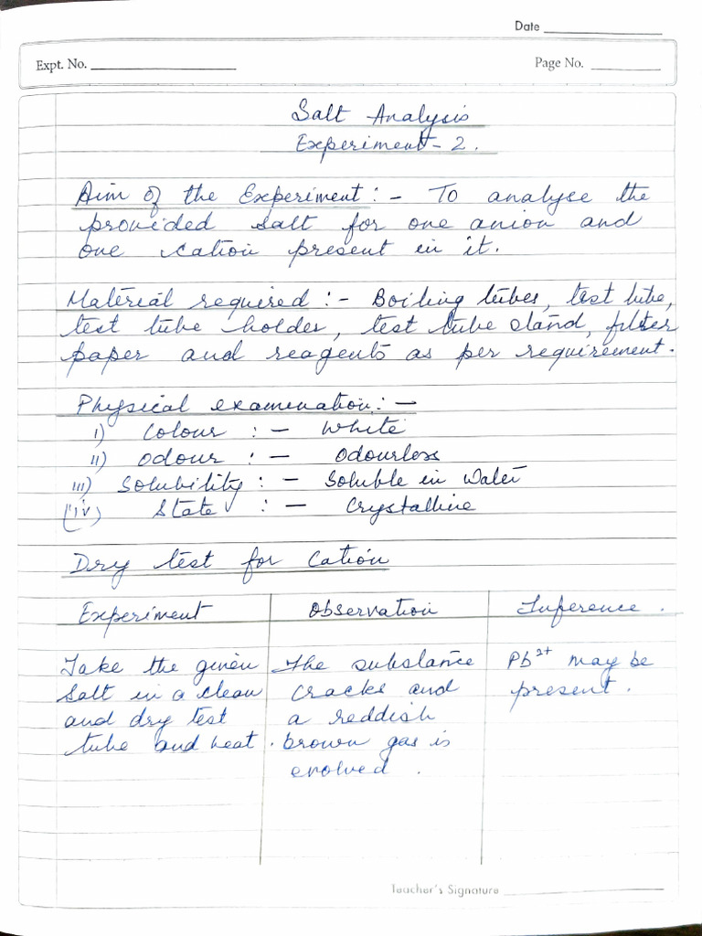 Salt Analysis Experment - 2 | PDF