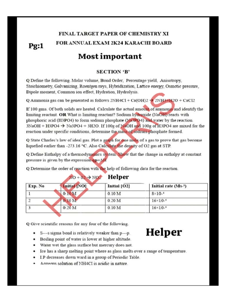 Xi Chemistry Most Imp by Helper | PDF