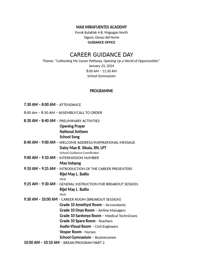 Career Guidance Day 2025 Edited | PDF