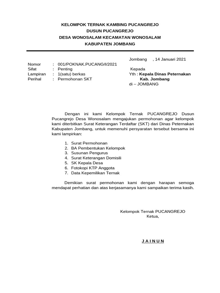 Contoh Permohonan SKT | PDF