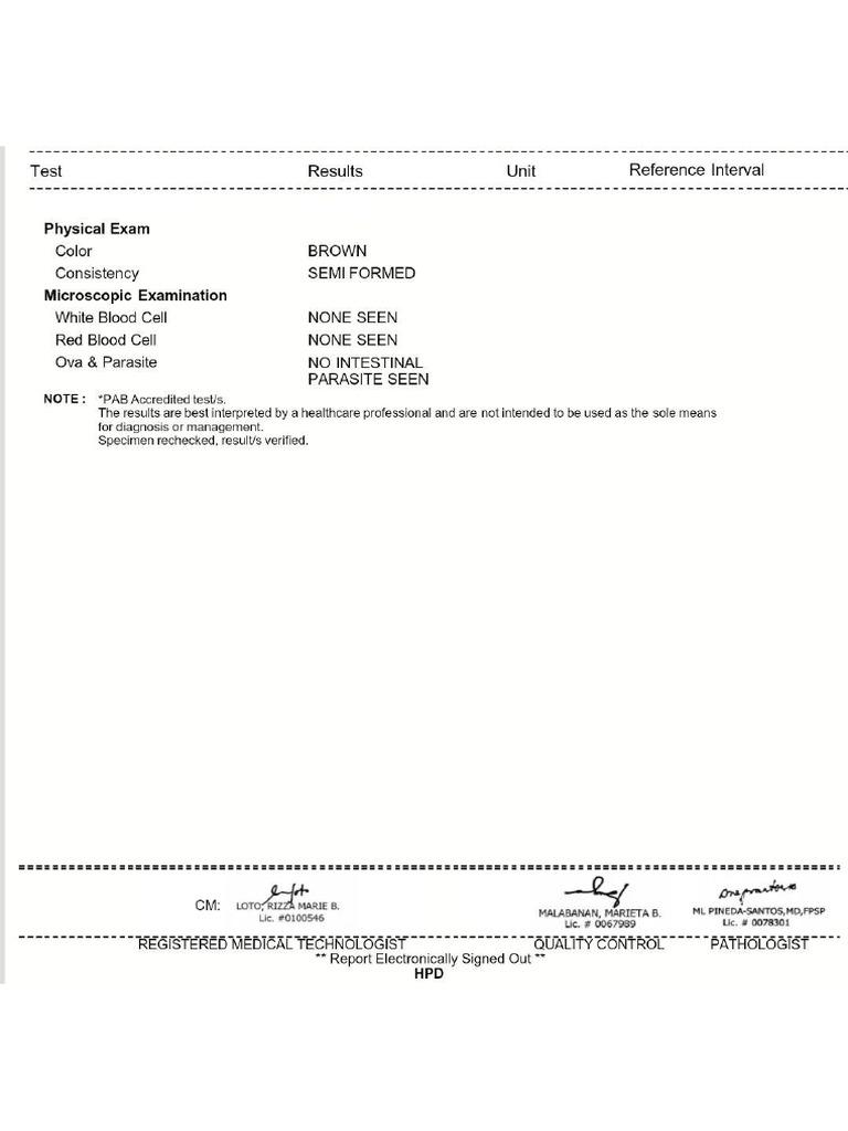 Interpretation Fecal | PDF