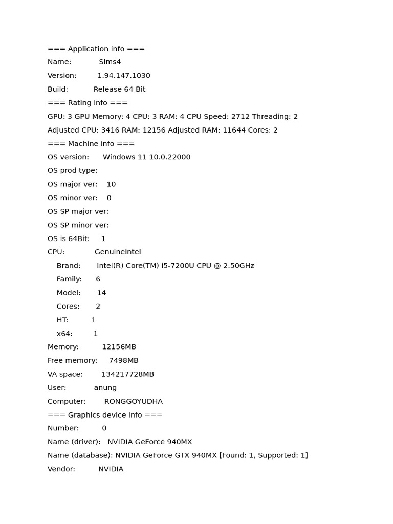 The Sims 4 Default Config | PDF | Graphics Processing Unit | Computer Engineering