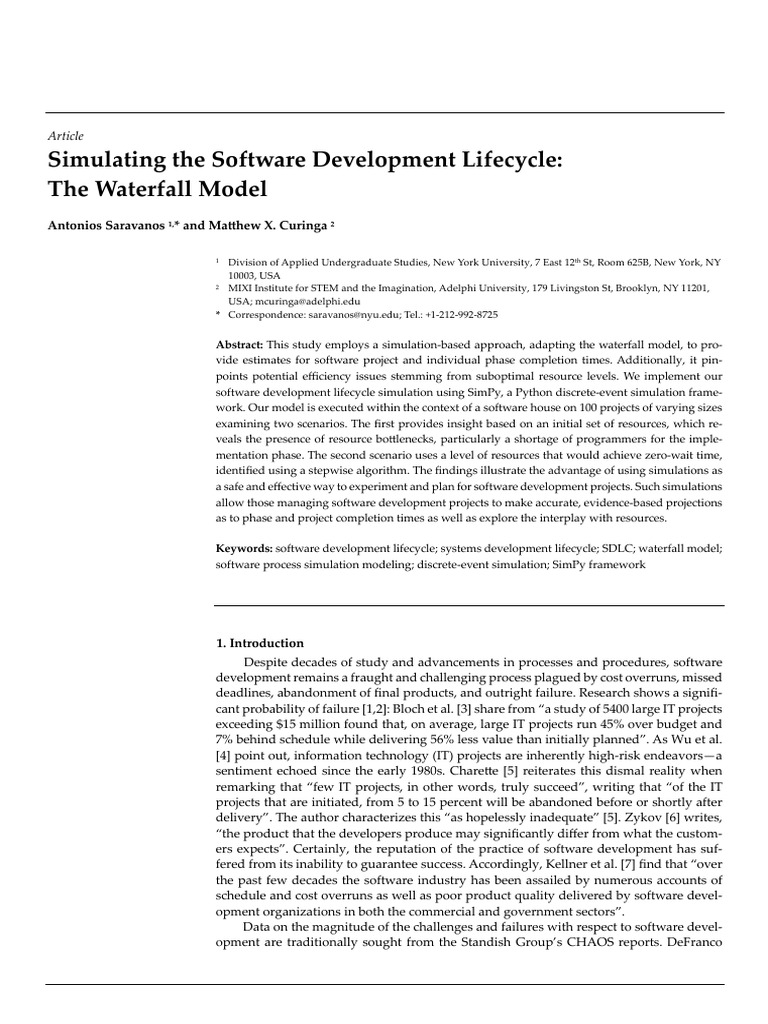 Saravanos y Curinga - 2023 - Simulating The Software Development Lifecycle The Waterfall Model ...