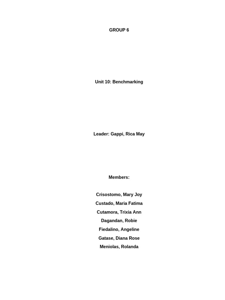 GRP6 Optmngt | PDF | Benchmarking | Business