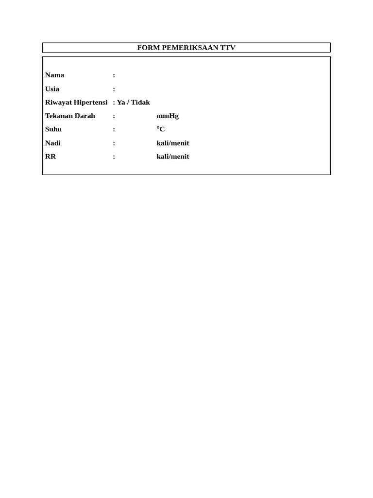 Form Pemeriksaan TTV | PDF