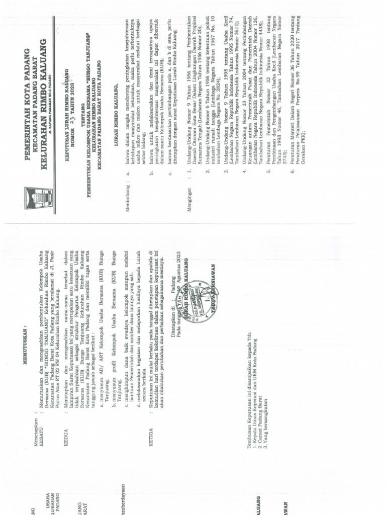 SK KUB Bungo Tanjuang | PDF