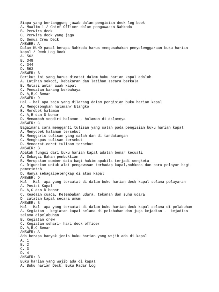 Soal Elearning IPD Deck Log Book | PDF