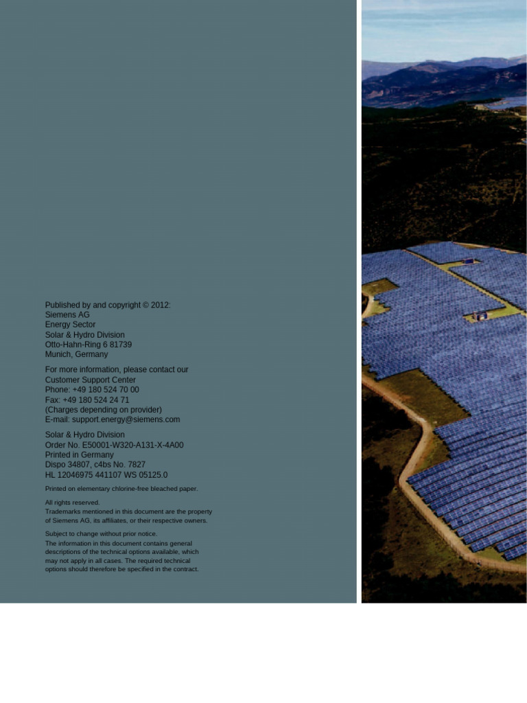 Siemens Utility-Scale PV Solutions | PDF | Photovoltaics | Solar Power