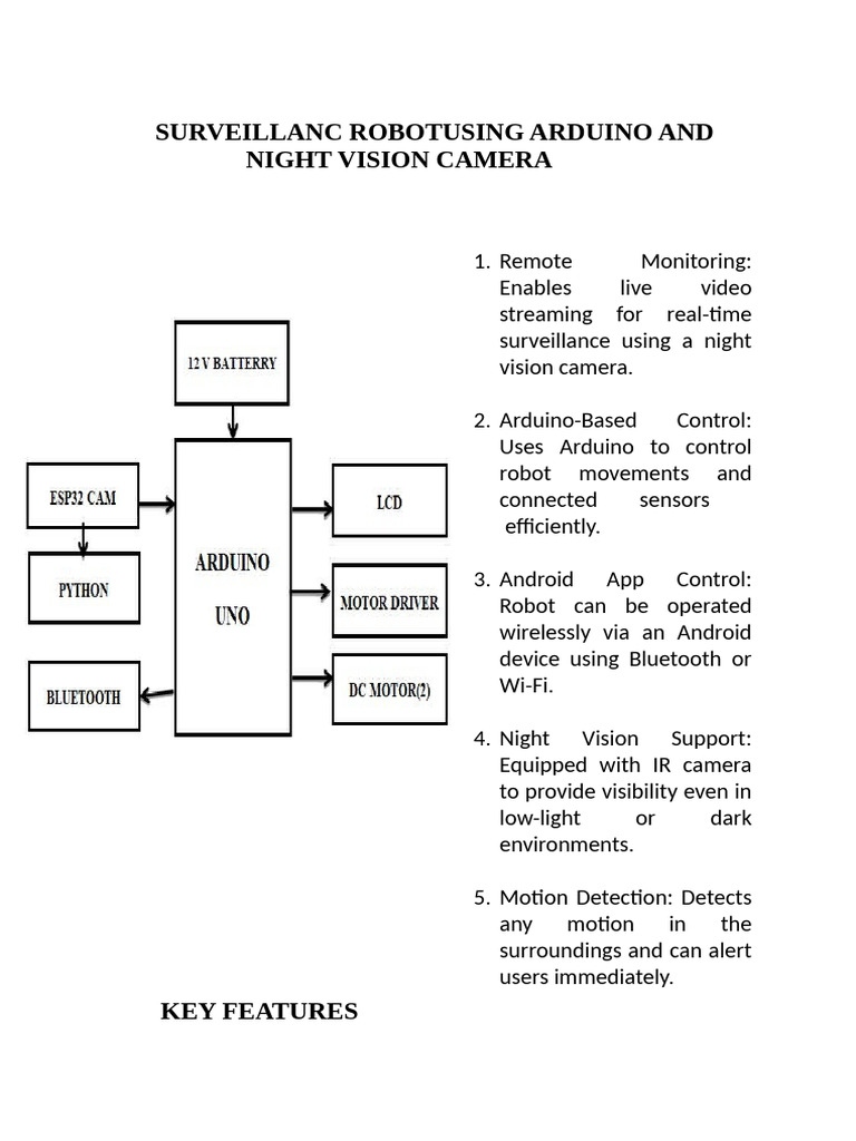 Surveillance Robot Using Arduino and Night Vision Camera | PDF