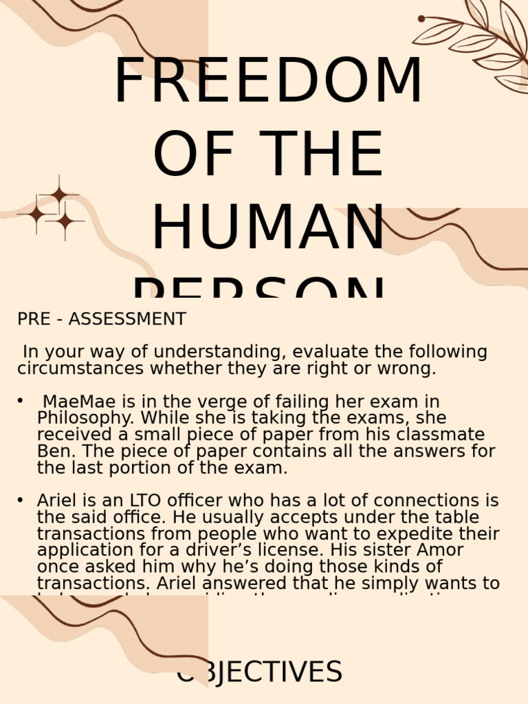 Freedom of The Human Person | PDF | Morality | Reason