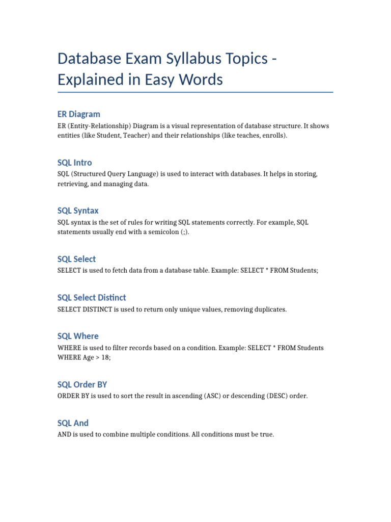 Database Syllabus Explanation | PDF