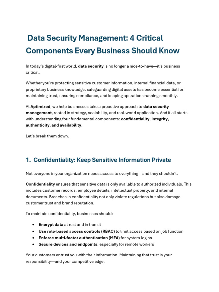 4 Components of Data Security Management That Every Business | PDF ...