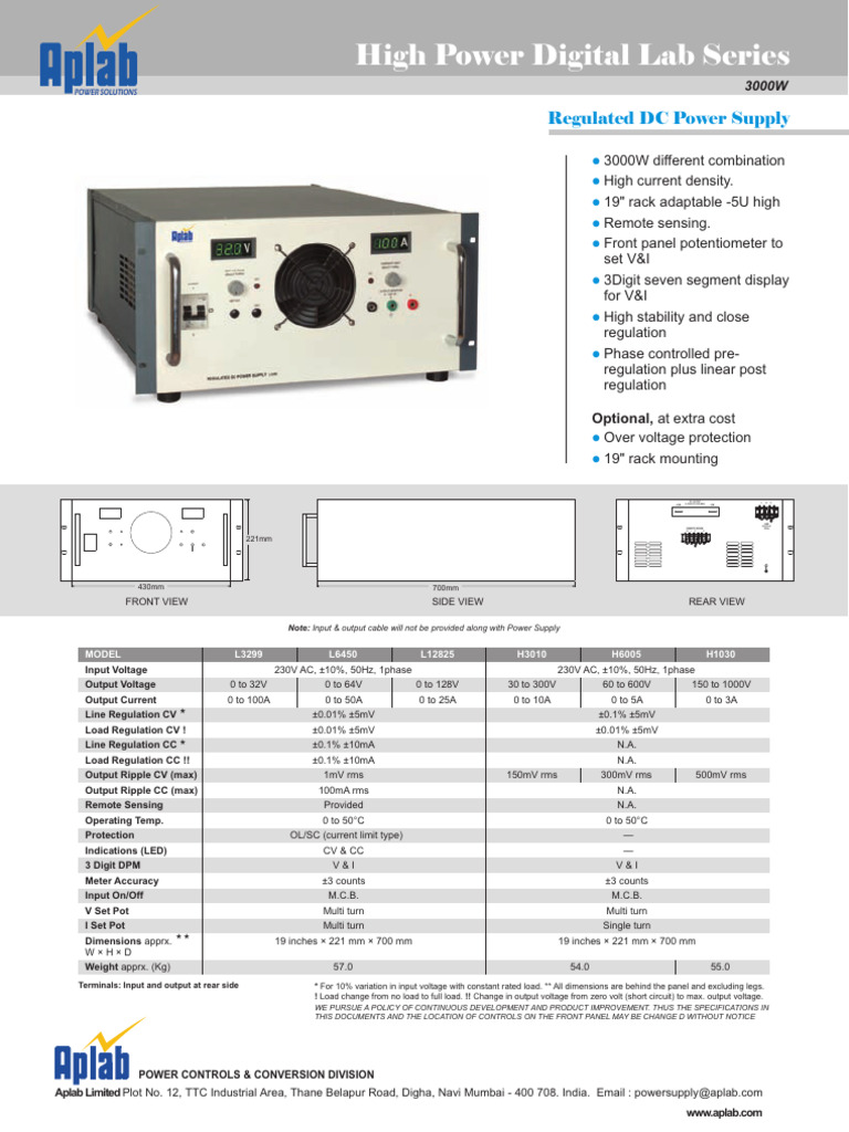 High Power Digital Lab Series 3000W | PDF | Power Supply | Mains ...