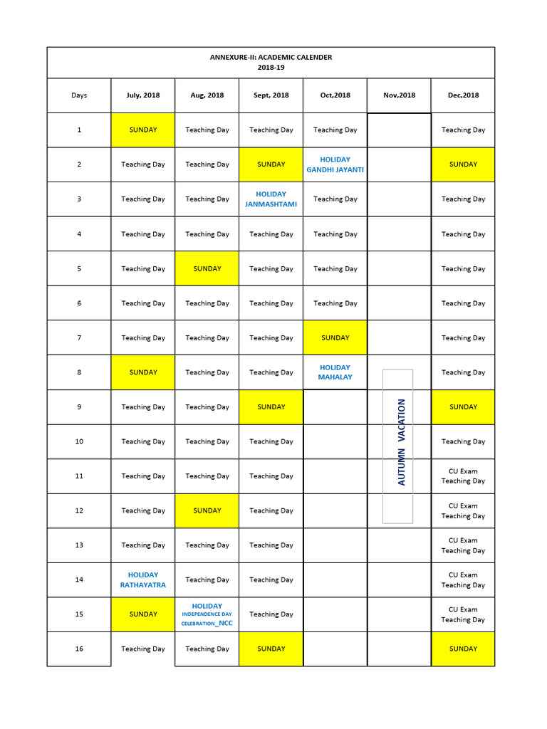 Academic Calender 2018-2023 | PDF | Observances | Holidays