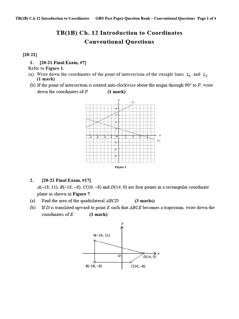 (19-24) 1B-Ch.12-Introduction To Coordinates - CQ | PDF | Area ...