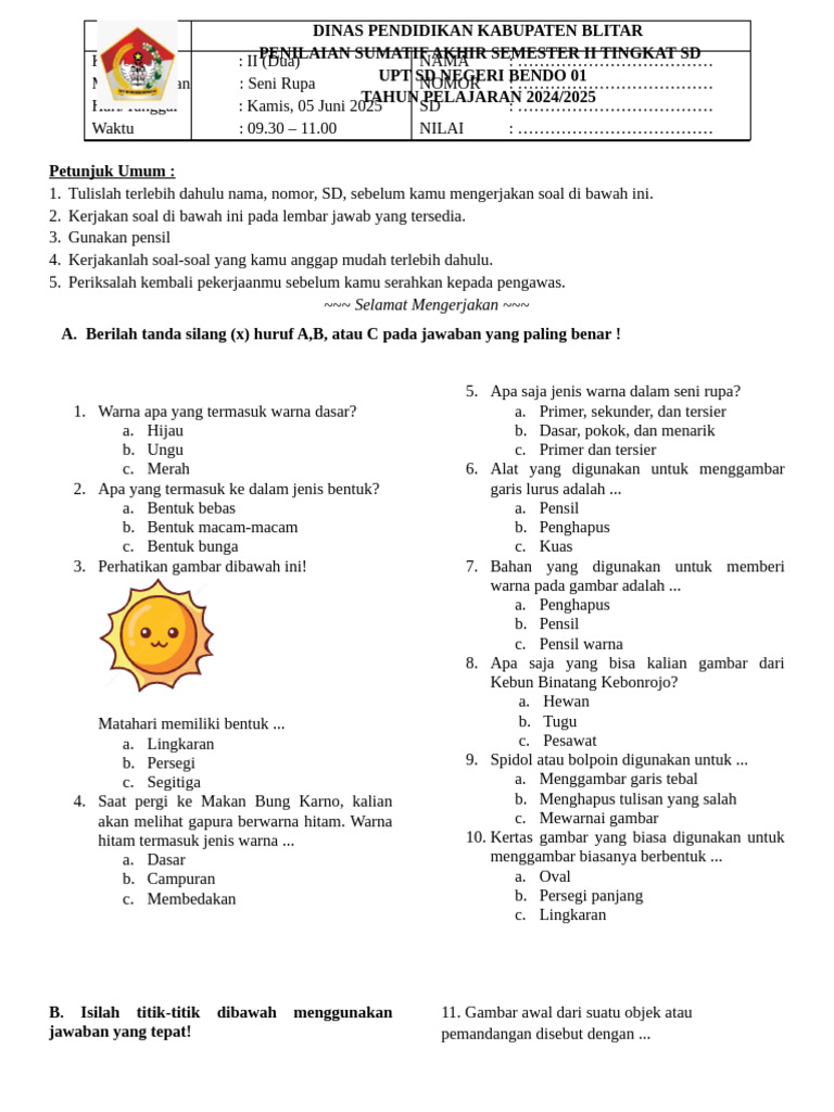 Sas Seni Rupa Kls 2 SMT 2 | PDF