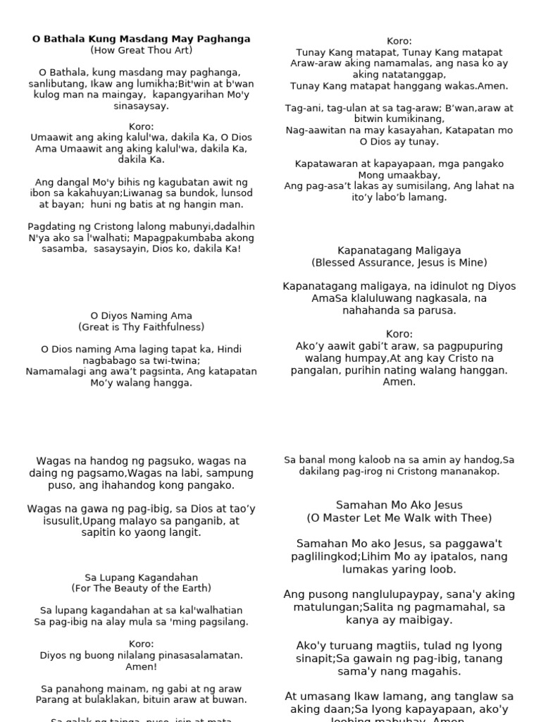 Tagalog Hymn and Englsih Thanks | PDF