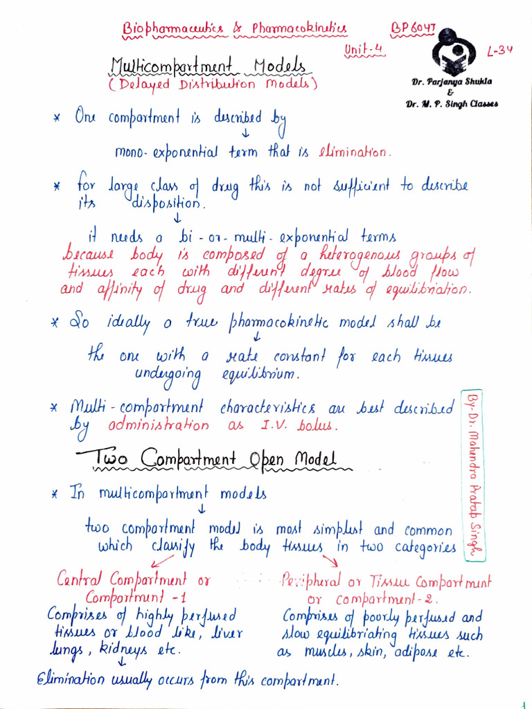 Two Compartment Open Model IV Bolus Administration | PDF