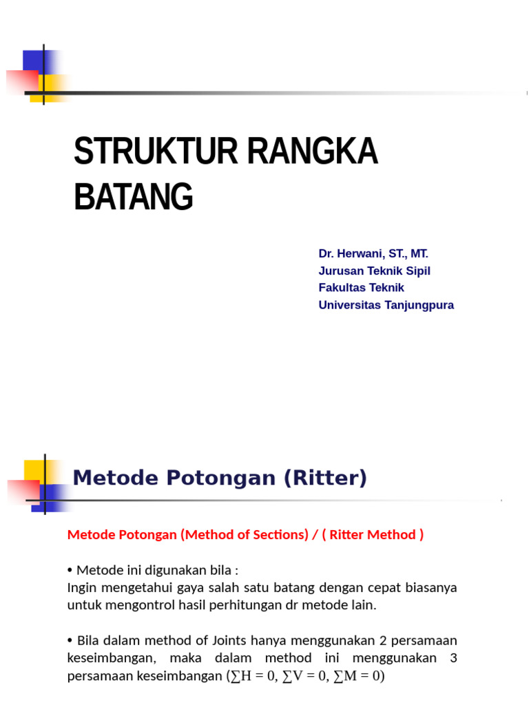 Pertemuan Ke-10 (Metode Potongan Ritter) | PDF