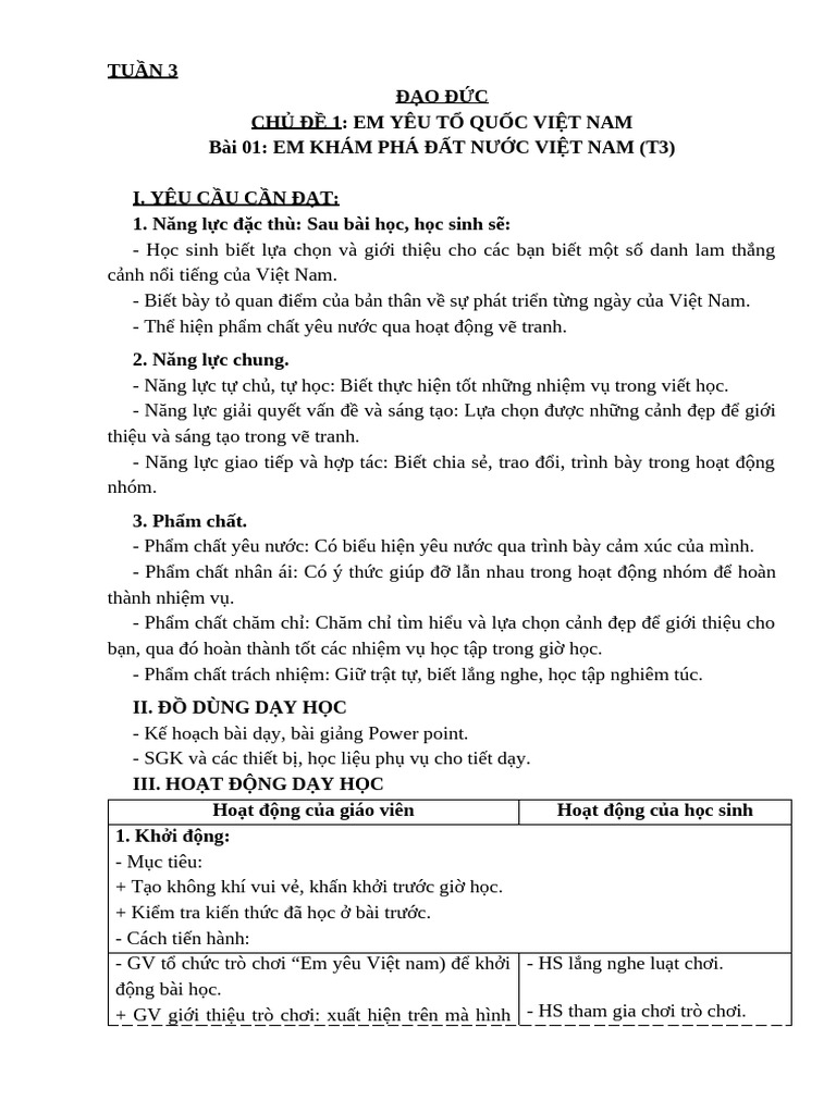 Tuan 3 - KHBD Đ o Đ C 3 | PDF