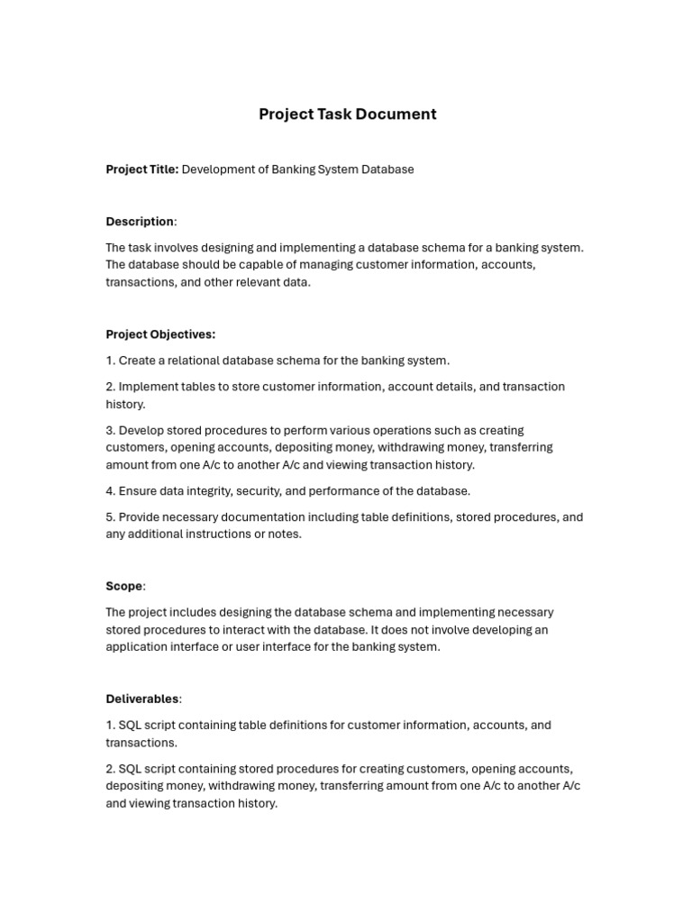 Development of Banking System Database | PDF