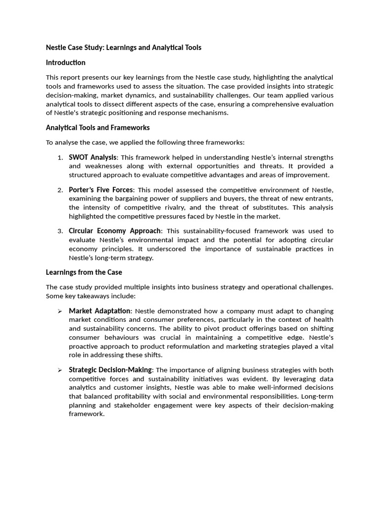Group 8 - SC2 - Key Learnings Report | PDF | Strategic Management ...