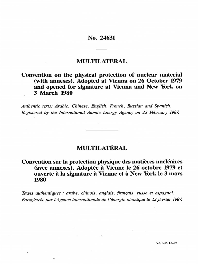 Convention On The Physical Protection of Nuclear Material | PDF
