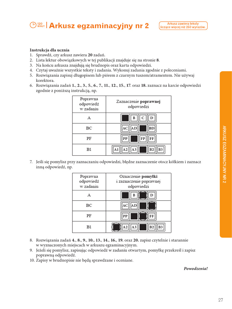 Arkusz Egzaminacyjny NR 2 Jezyk Polski E8 | PDF