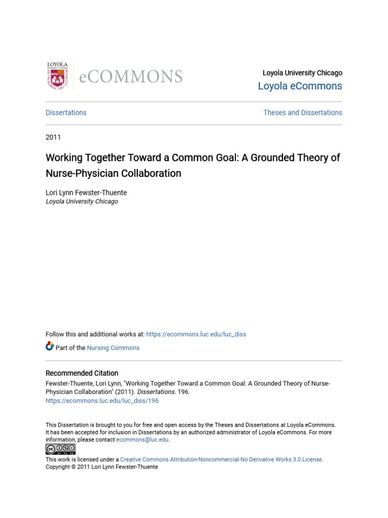 Working Together Toward A Common Goal - A Grounded Theory of Nurse ...