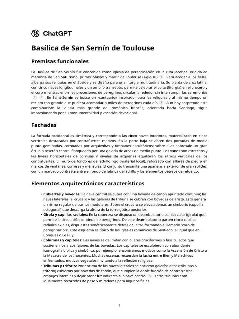 Basílica de San Sernín de Toulouse | PDF | Bóveda (Arquitectura) | Arquitectura gótica