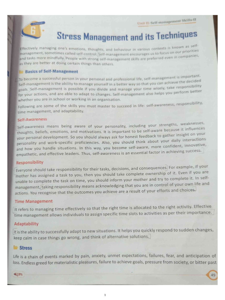 Unit-2 Self Management Skills | PDF