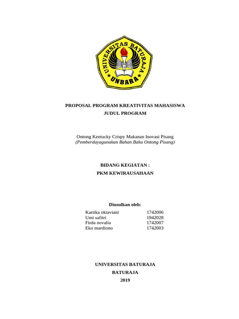 Cover Proposal Ukm Ontong Pisang (1) | PDF